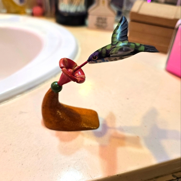 Accents | Wood Carved Hummingbird Figurine | Poshmark